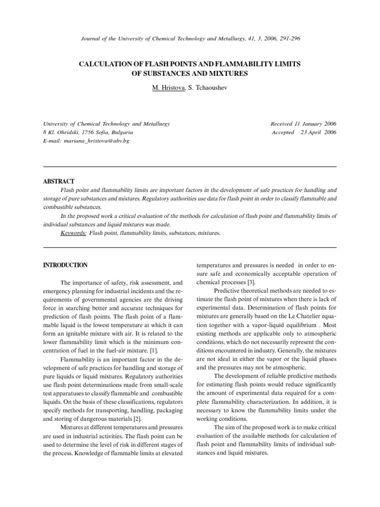 Flash Point of Mixture | PDF | Combustion | Oxygen