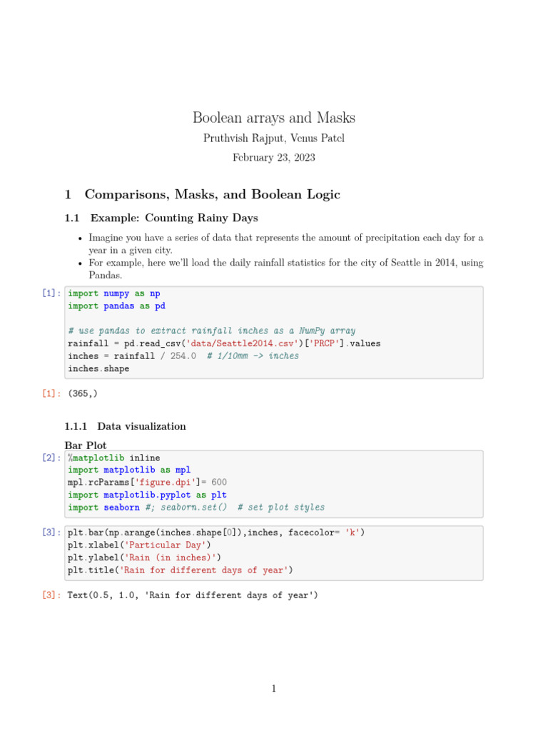 Topic 6 Boolean Arrays and Masks | PDF | Quartile | Descriptive Statistics