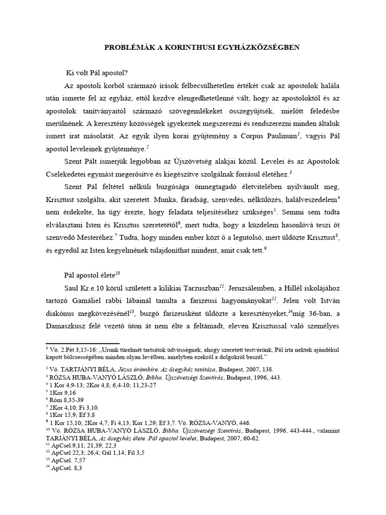 Problémák A Korinthusi Egyházközségben | PDF