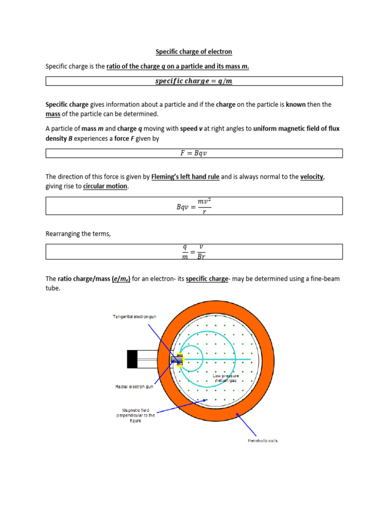 Specific Charge of Electron T | PDF | Electron | Magnetic Field