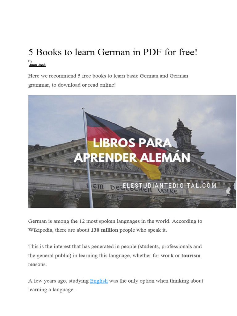 5 Books To Learn German in PDF For Free! | PDF | German Language | Grammar