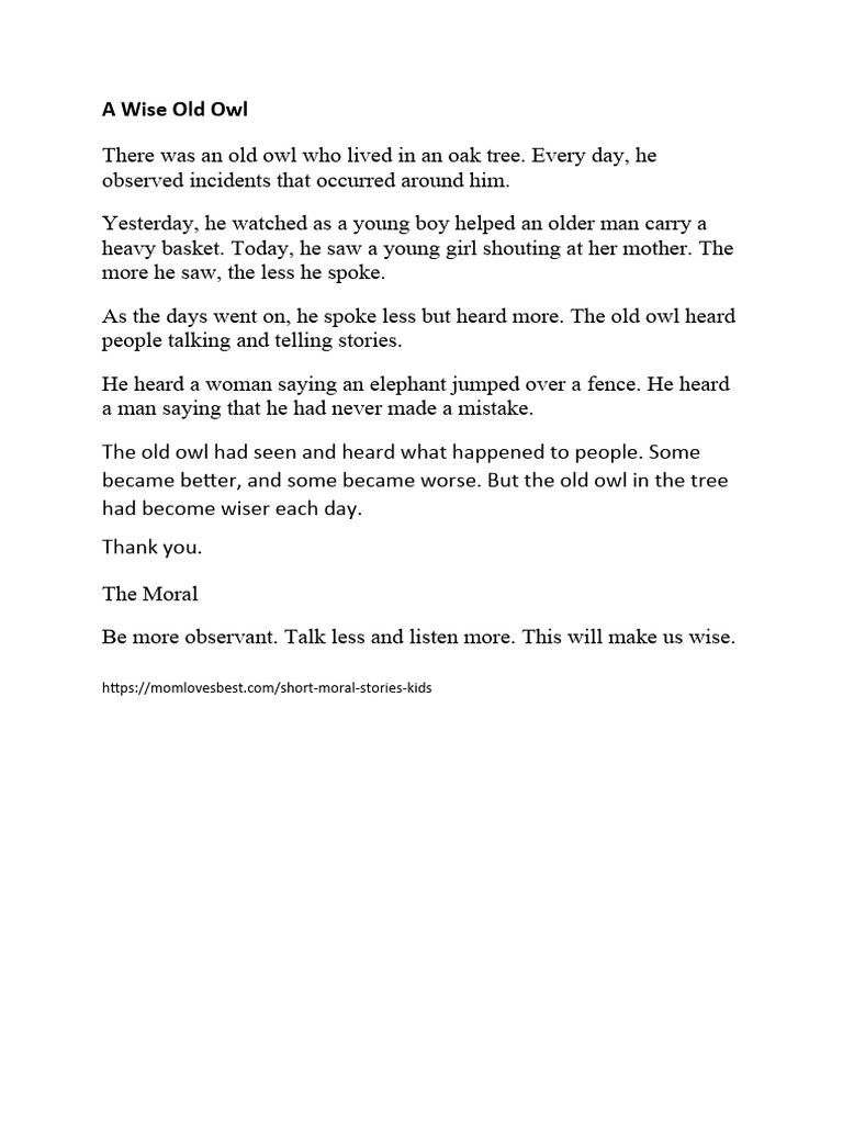 A Wise Old Owl | PDF