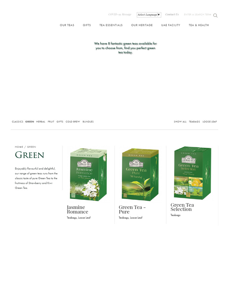 Ahmad Tea - Green Tea Fan - Choose From One of Our Great Green Teas ...