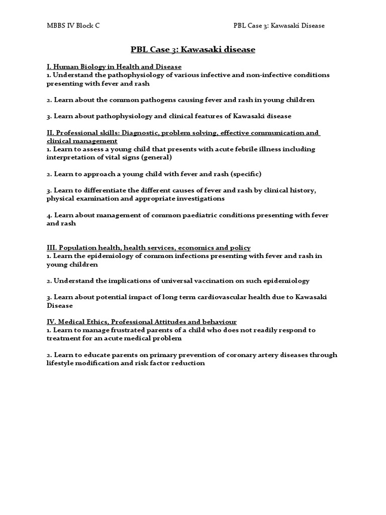 PBL Case 3 - Kawasaki Disease | PDF | Medical Specialties | Immunology