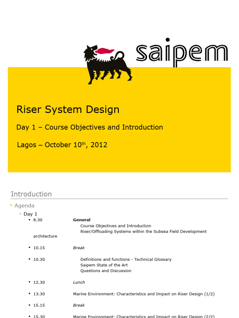 Riser System Design - Day 1 - 01 Objectives and Introduction | PDF ...