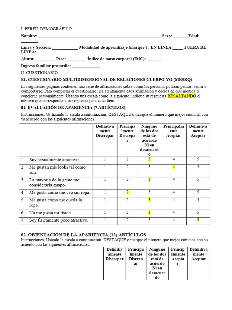 Cuestionario de Autoinforme CUESTIONARIO MULTIDIMENSIONAL DE ...