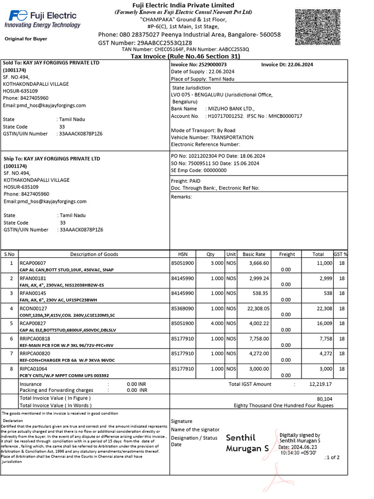 Harmonic Filter Invoice | PDF | Invoice