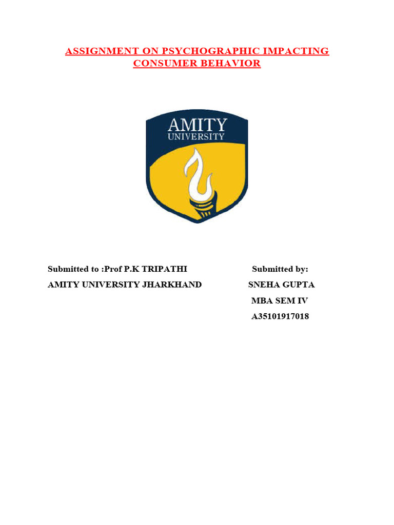 Assignment On Psychographic Impacting Consumer Behavior | PDF | Market ...
