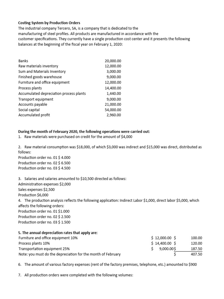 Group #8 Production Order Costing System Exercise | PDF | Inventory ...
