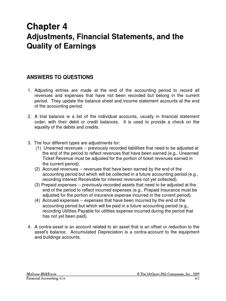 Silo - Tips Chapter 4 Adjustments Financial Statements and The Quality of Earnings | PDF ...