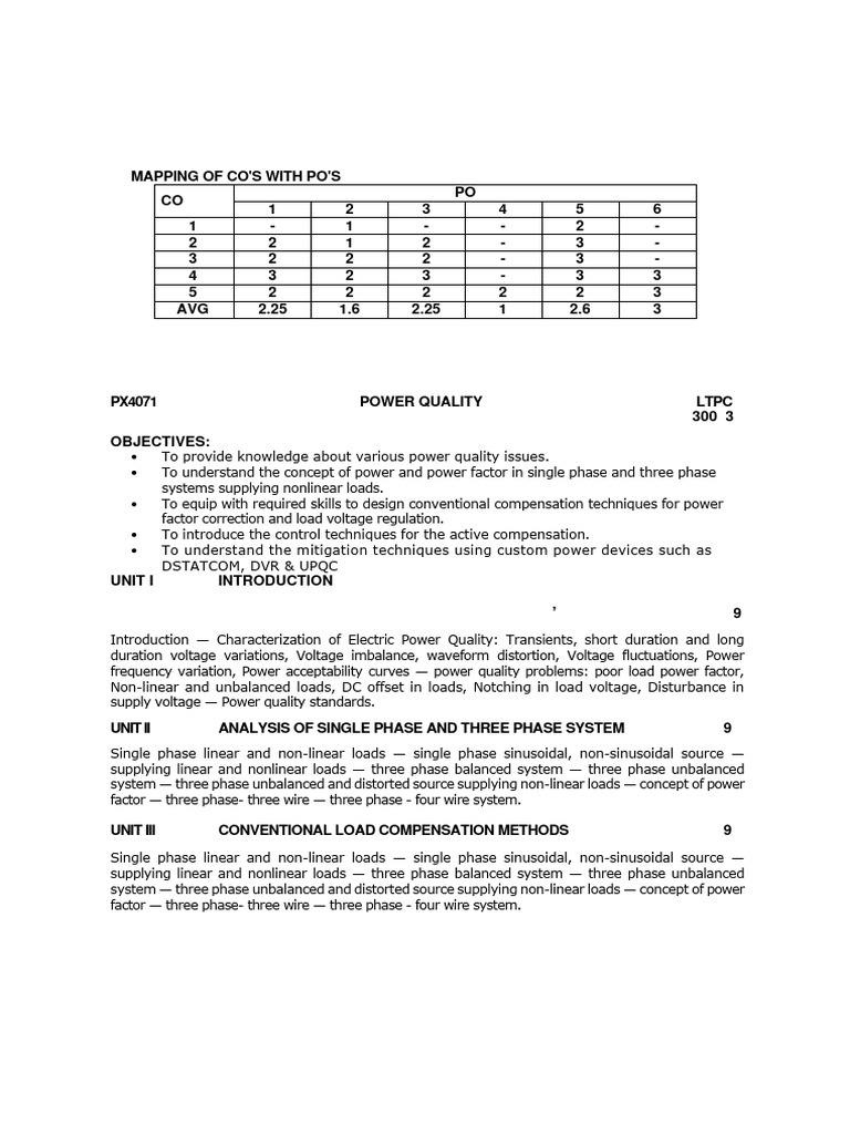Syllabus-Power Quality | PDF | Nonlinear System | Electrical Engineering