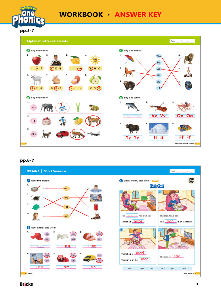 Phonics Workbook Answer Key | PDF