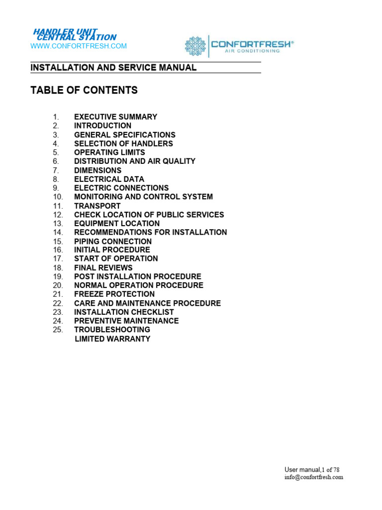 Handler Unit Installation Manual | PDF | Air Conditioning | Ventilation ...