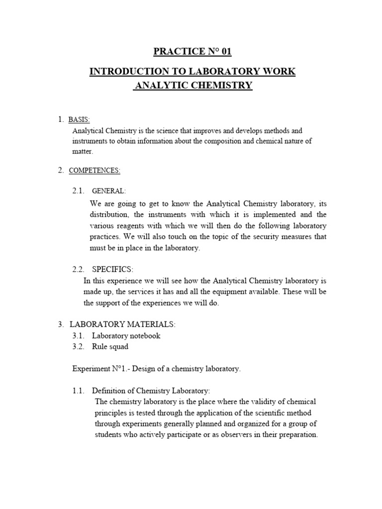Chemistry Laboratory Report 1 | PDF | Laboratories | Chemistry