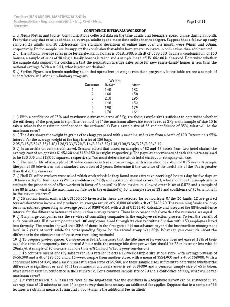 Confidence Intervals | PDF | Sample Size Determination | Sampling (Statistics)