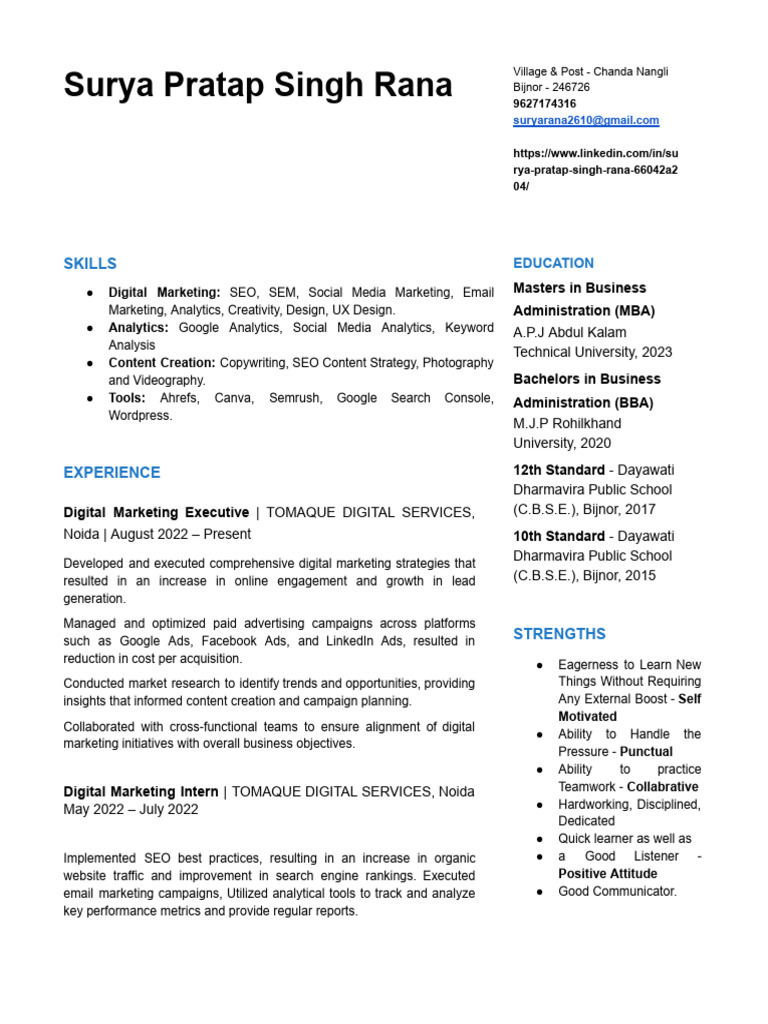 Surya Pratap Singh Rana Pdf Search Engine Optimization Digital 6878