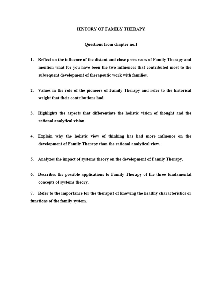 Family Therapy Questions | PDF | Family Therapy | Psychotherapy