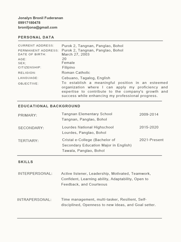 Black and White Minimalistic Simple Resume | PDF