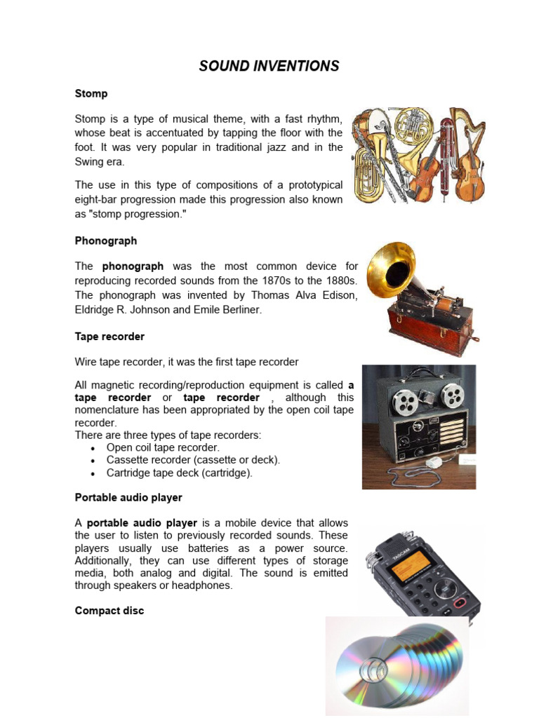 10 Sound Inventions | PDF | Sound Recording And Reproduction | Tape ...
