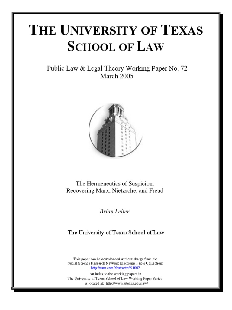 Brian Leiter - The Hermeneutics of Suspicion Recovering Marx, Nietzsche ...