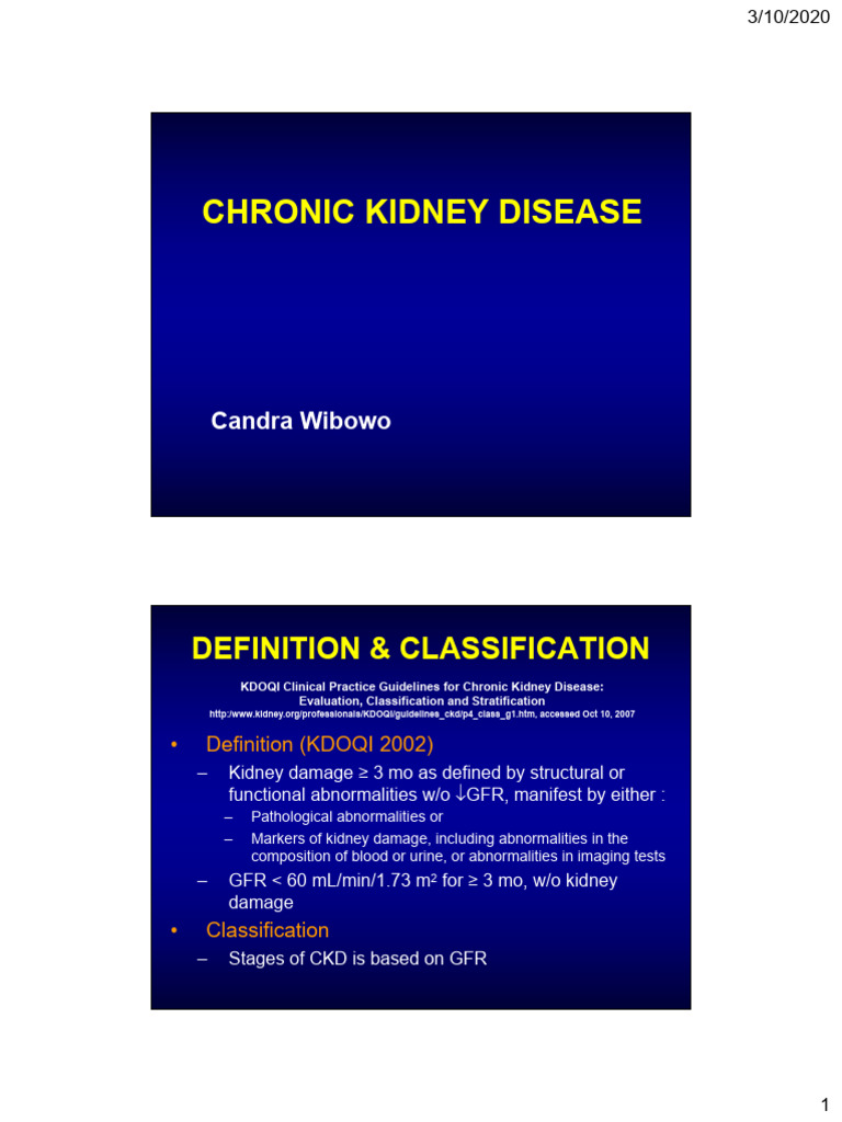 Chronic Kidney Disease: Definition & Stages | PDF | Chronic Kidney ...