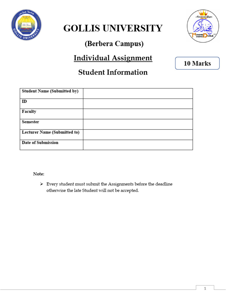 Individual Assignment 1 | PDF