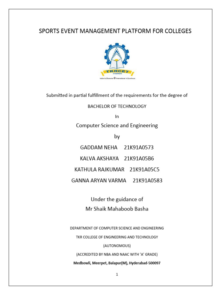 College Sports Event Management System | PDF | Password | User (Computing)