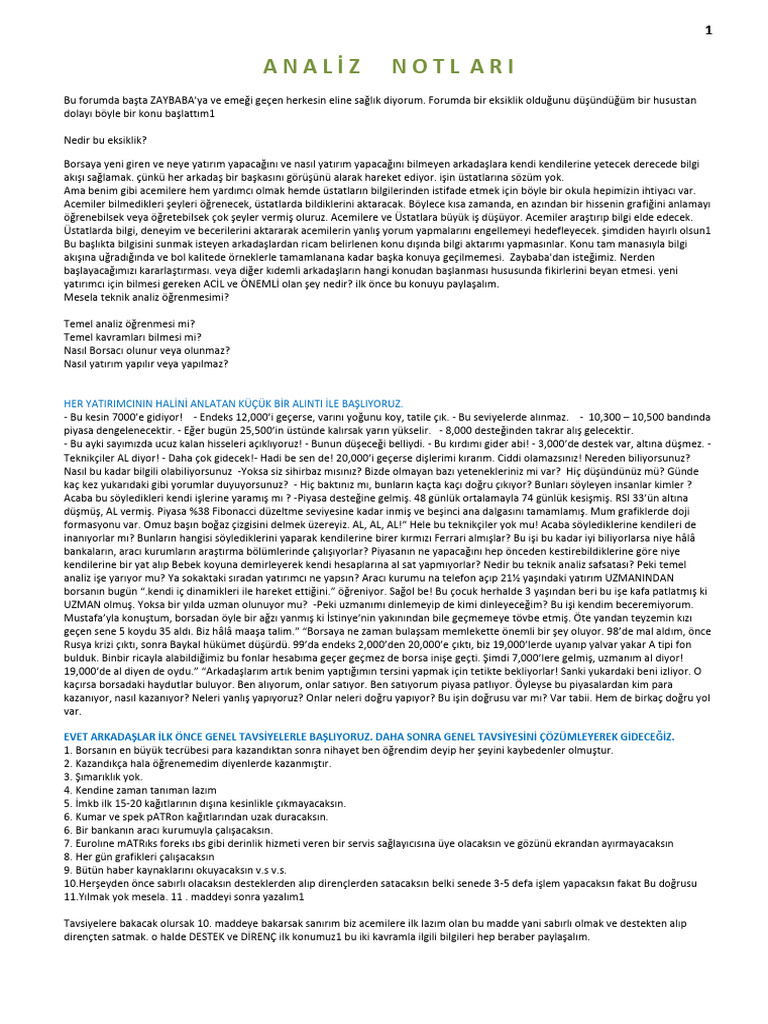 Analiz Notlari | PDF