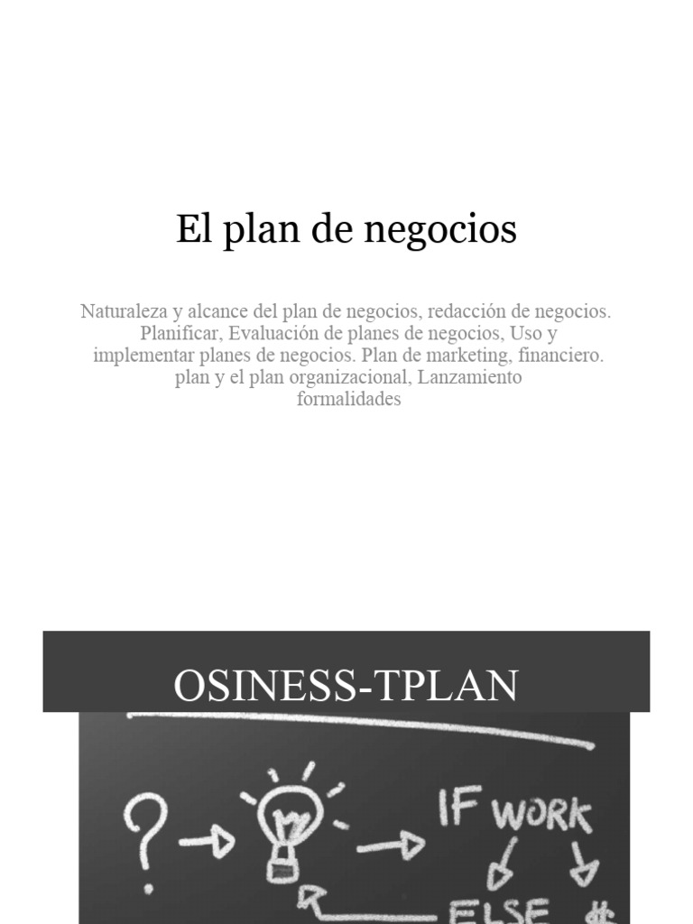 El Plan de Negocios | PDF | Plan de negocios | Iniciativa empresarial