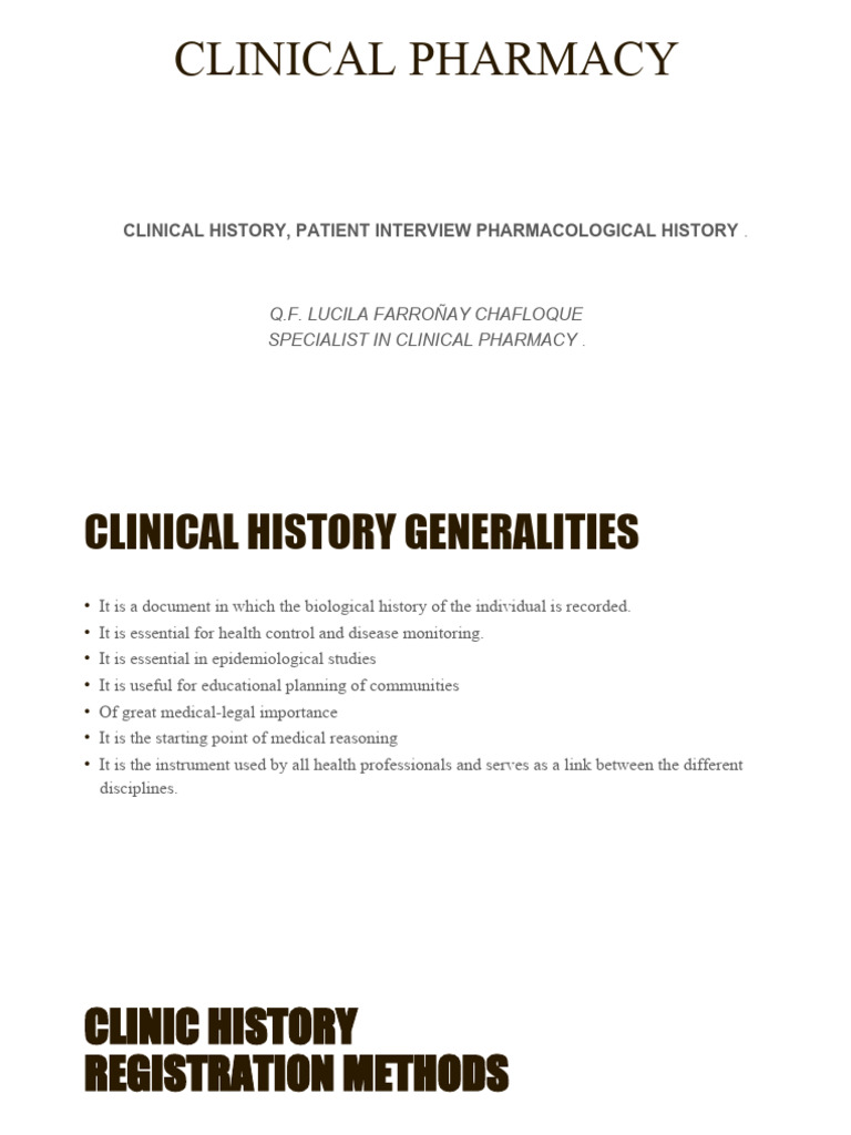 Patient Interview Pharmacological History Clinical Pharmacy Download