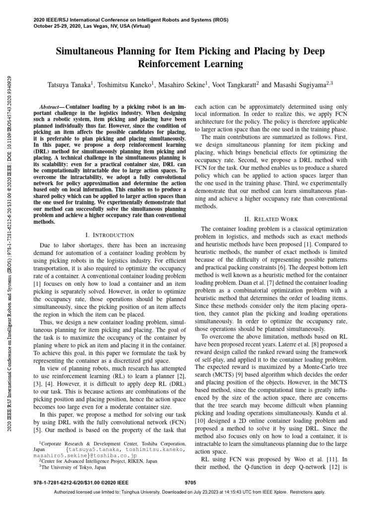 Simultaneous Item Picking and Placing DRL | PDF | Computer Science ...
