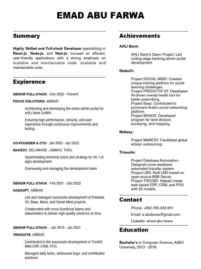 Emad CV | PDF | Web Application | Computing