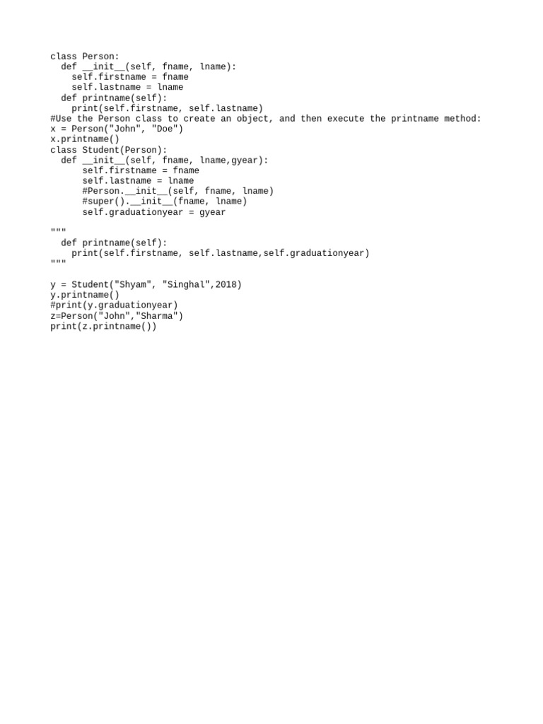 Python Class Inheritance Example | PDF