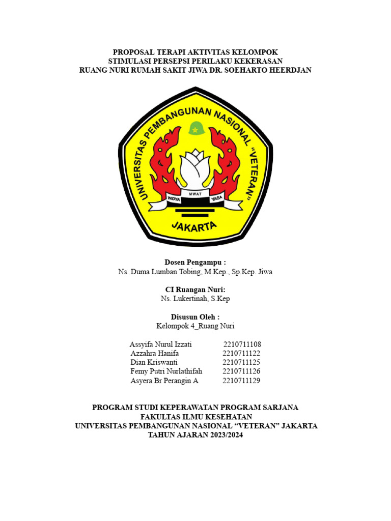 Kelompok 4 - Proposal TAK - Ruang Nuri RSJ Dr. Soeharto Heerdjan | PDF