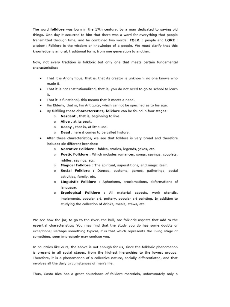 Costa Rican Folklore | PDF | Folklore