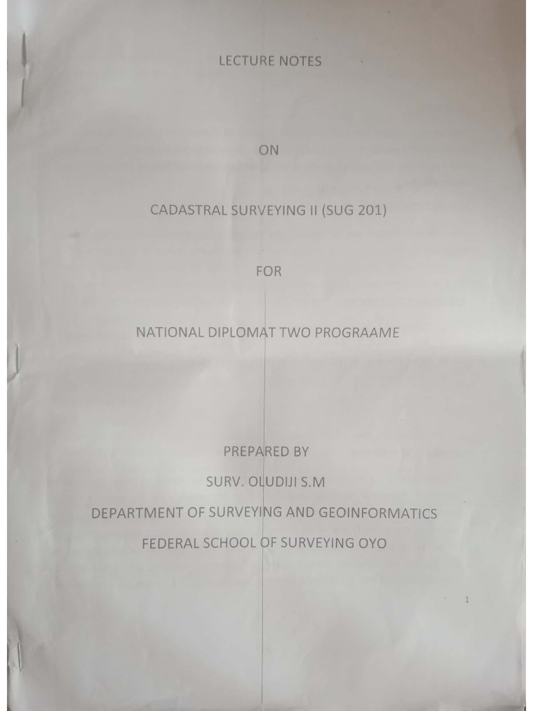 Sug 201 Cadastral Surveying Layout | PDF