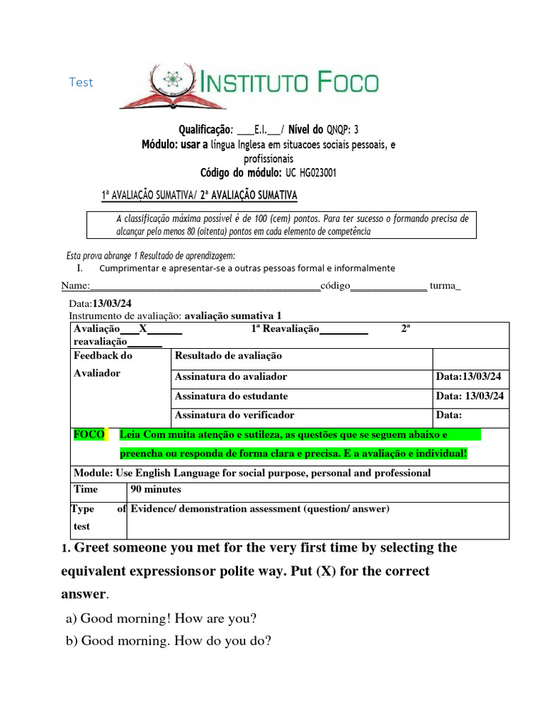 Test 1, 2, 3 Cv3 Ulisspp If3-E.i-. 24-1 | PDF | Linguistics