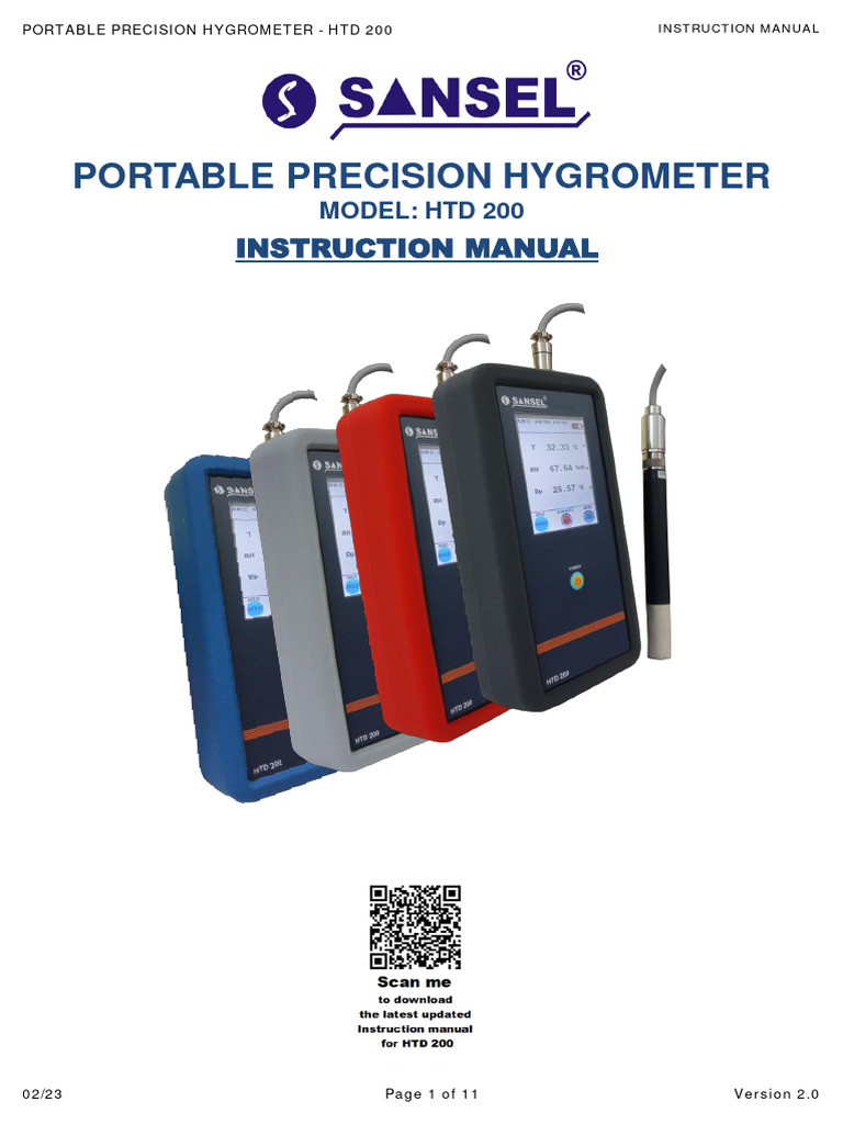 PORTABLE PRECISION HYGROMETER HTD 200 v2 | PDF | Battery Charger | Humidity