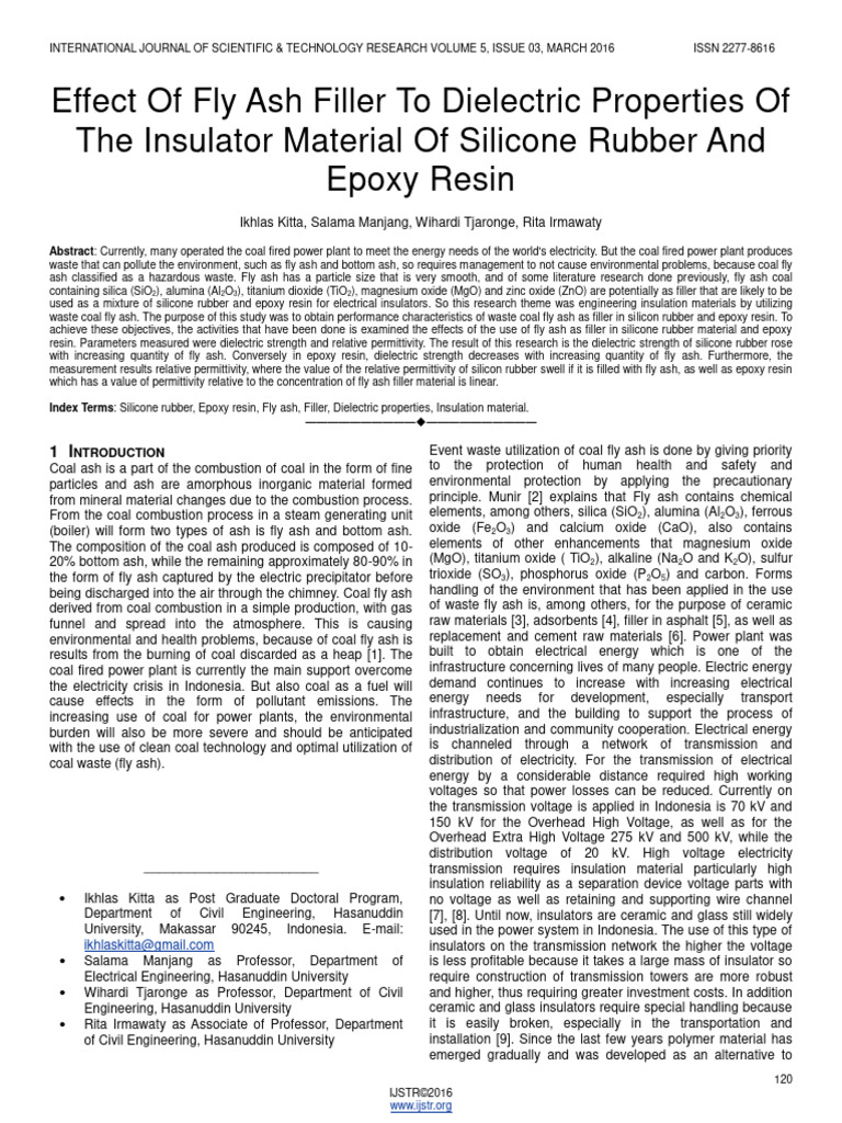 Fly Ash Impact on Dielectric Properties | PDF | Insulator (Electricity ...