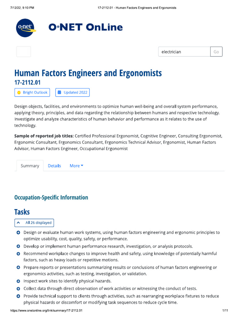 Human Factor Engineers and Ergonomists | PDF