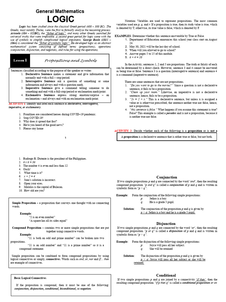 g11 - Lecture in Logic | PDF | If And Only If | Logic