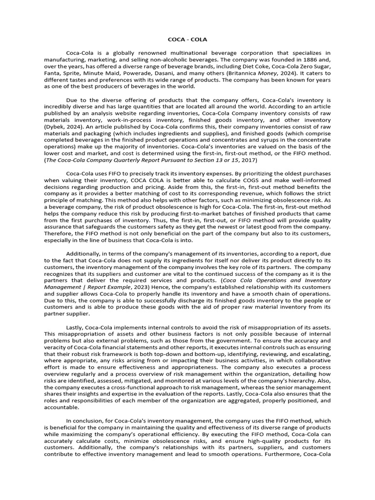 Coca Cola | PDF | Coca Cola | Inventory