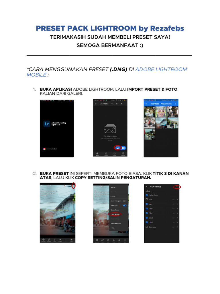 Panduan Pemakaian Preset DNG | PDF