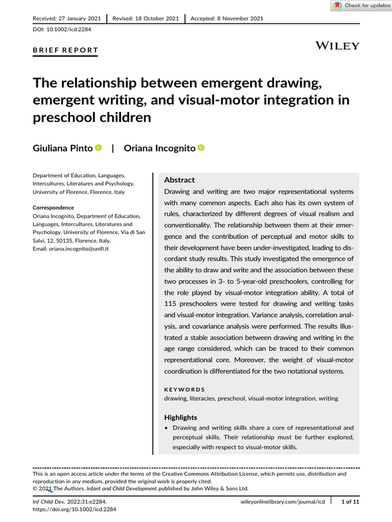 Infant and Child Development - 2021 - Pinto - The Relationship Between ...