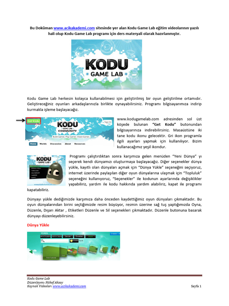 Kodu Game Lab Ders Notlari | PDF