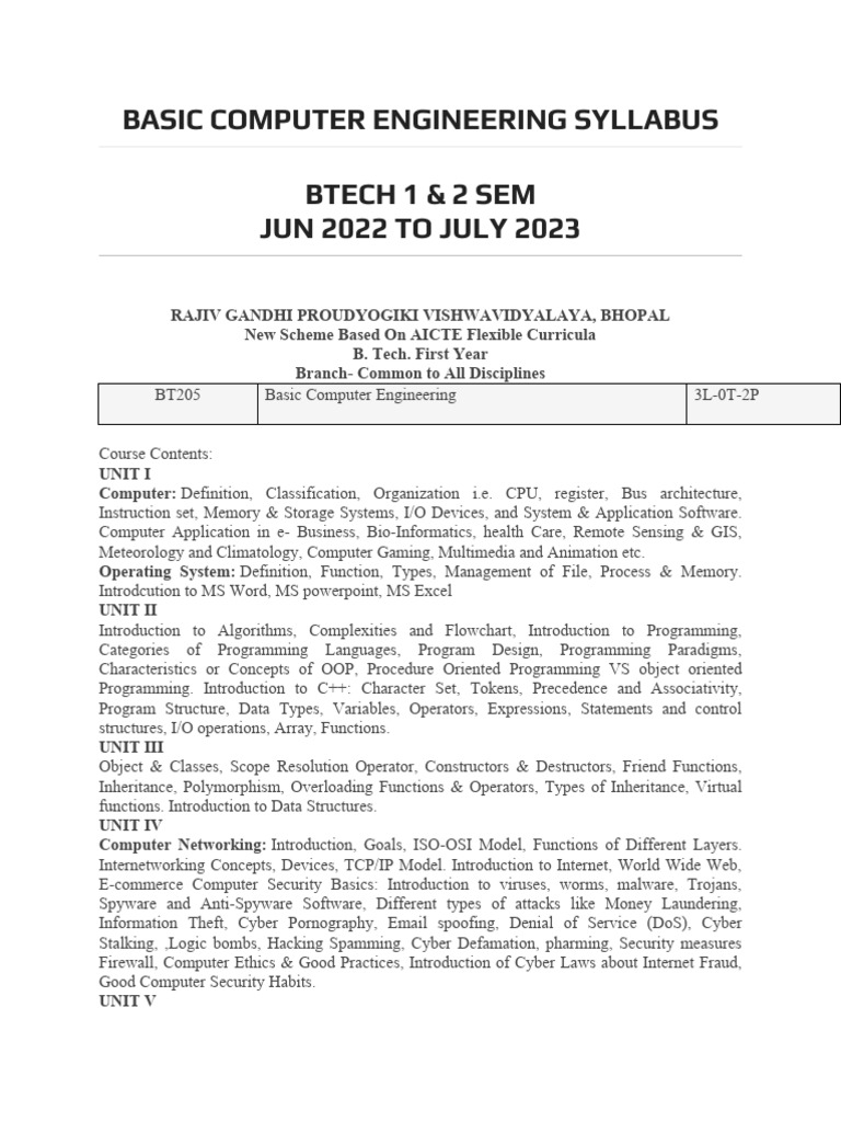 Basic Computer Engineering Syllabus 2024 | PDF | Cloud Computing ... Basic Computer Engineering Syllabus 2024 | PDF | Cloud Computing ...