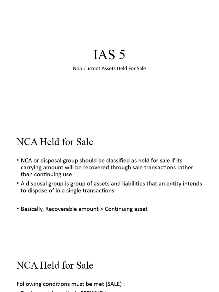 NCA Held For Sale | PDF | Fair Value | Economies