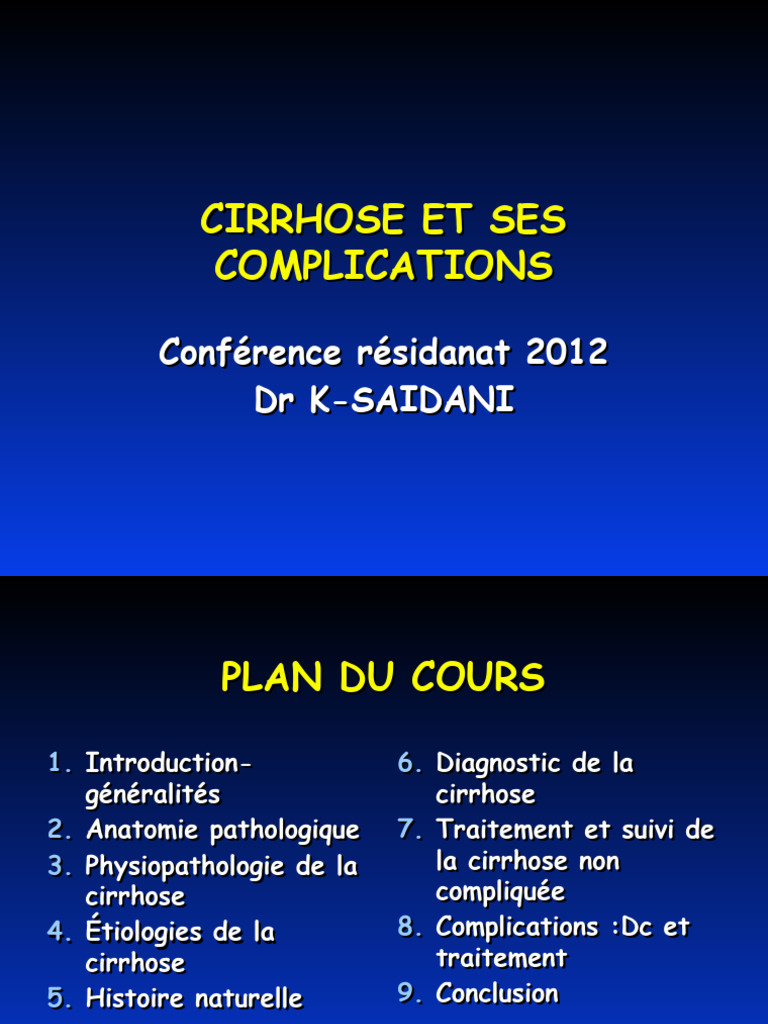 Cirrhose Et Ses Complications | PDF | Cirrhose | Appareil digestif