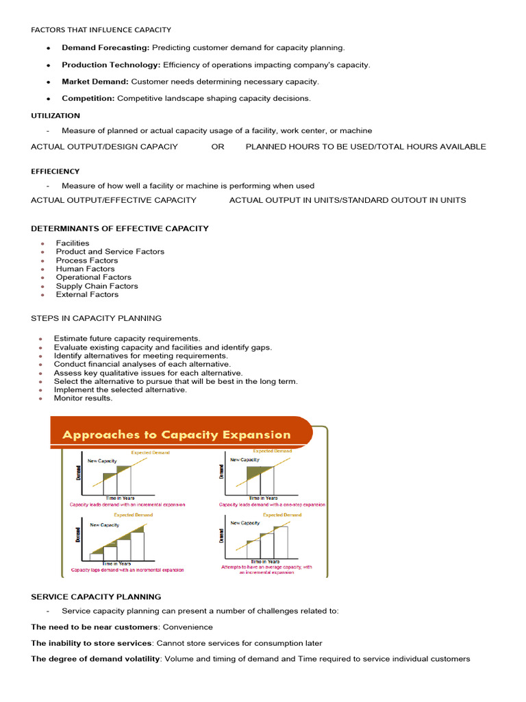 Key Factors in Capacity Planning | PDF | Economies | Economics