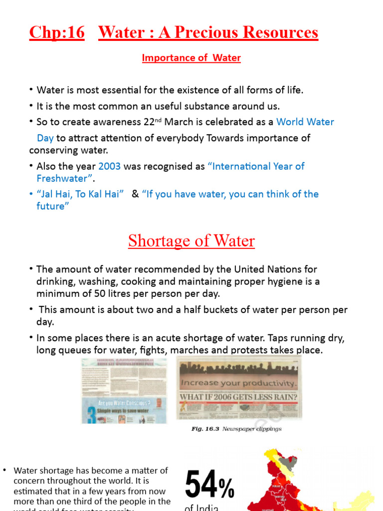 Part-1 CHP 16 Water A Precious Resources | PDF | Water | Fresh Water